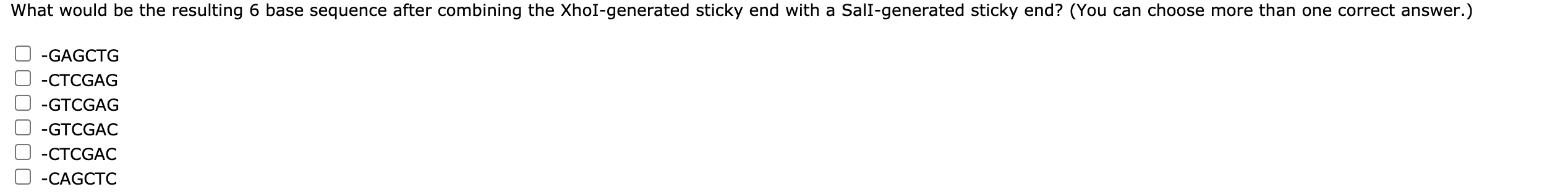 Solved Assuming that 1. XhoI, recognizes the sequence | Chegg.com