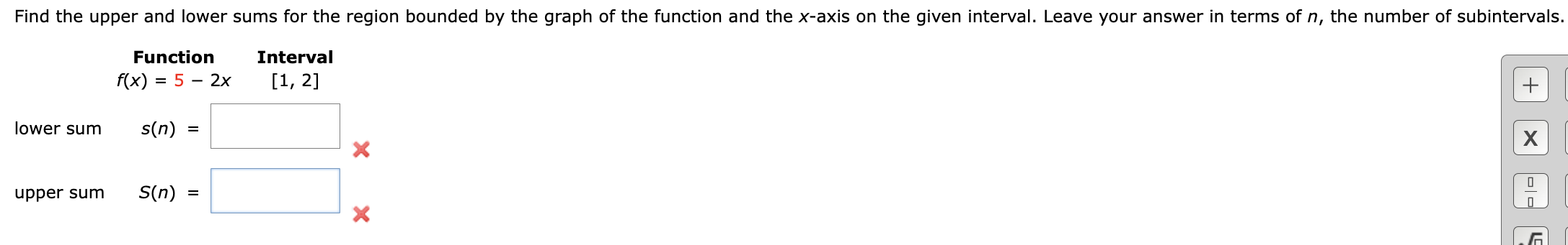 Solved Find the upper and lower sums for the region bounded | Chegg.com