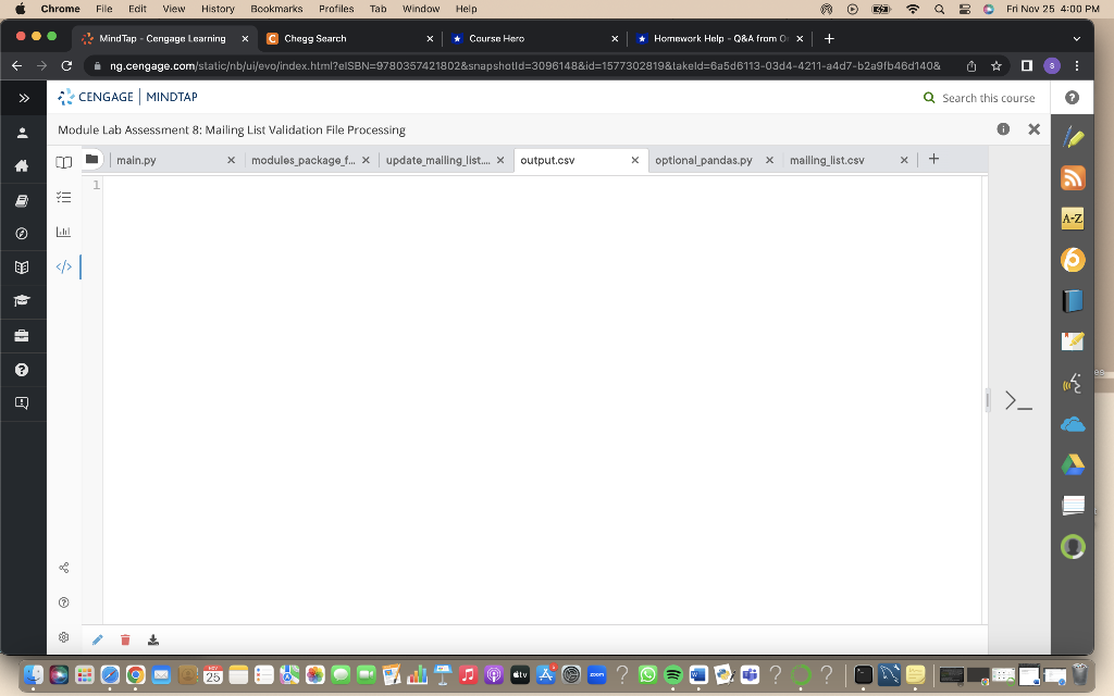 Solved Overview FILETREE E− workspace mailing_listcosv | Chegg.com