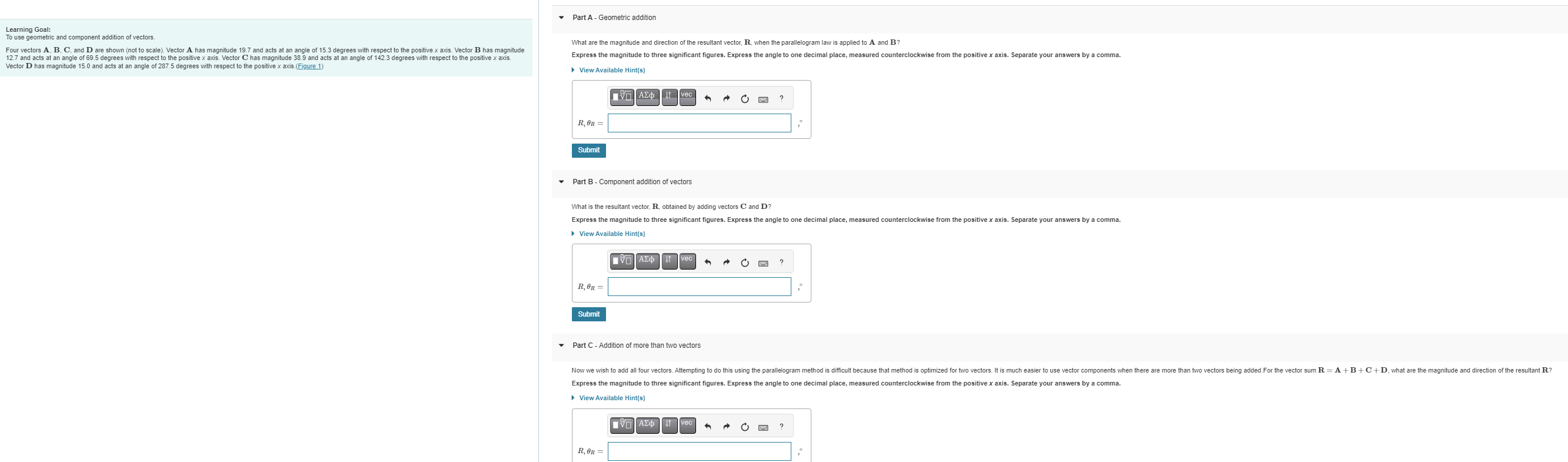 Solved Part A - ﻿Geometric additionWhat are the magnitude | Chegg.com