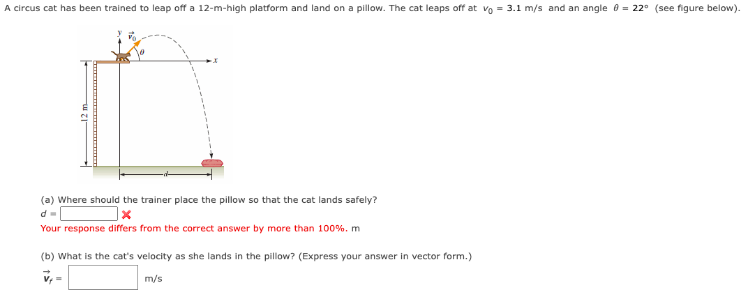 Solved circus cat has been trained to leap off a 12 -m-high | Chegg.com