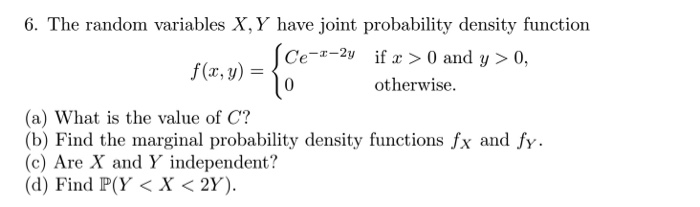 Solved The random variables X, Y have joint probability | Chegg.com