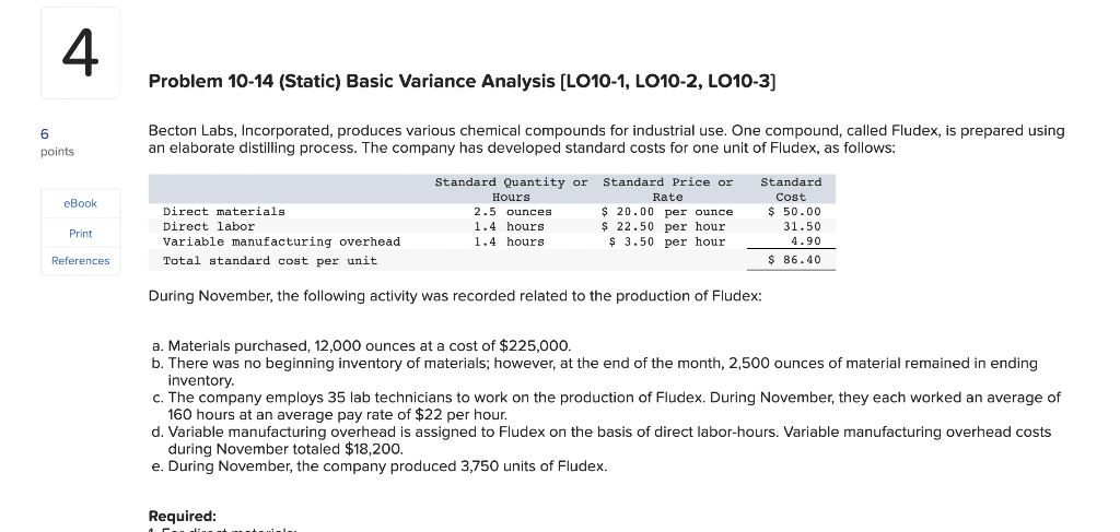 Solved Problem 10-14 (Static) Basic Variance Analysis | Chegg.com