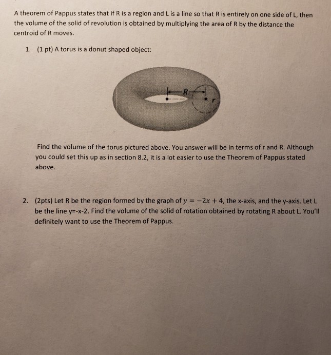 Solved A theorem of Pappus states that if R is a region and | Chegg.com