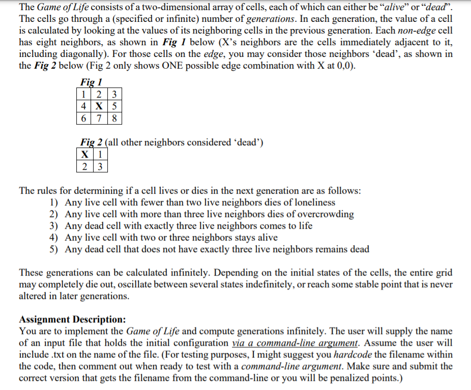 The Game of Life consists of a two-dimensional array | Chegg.com