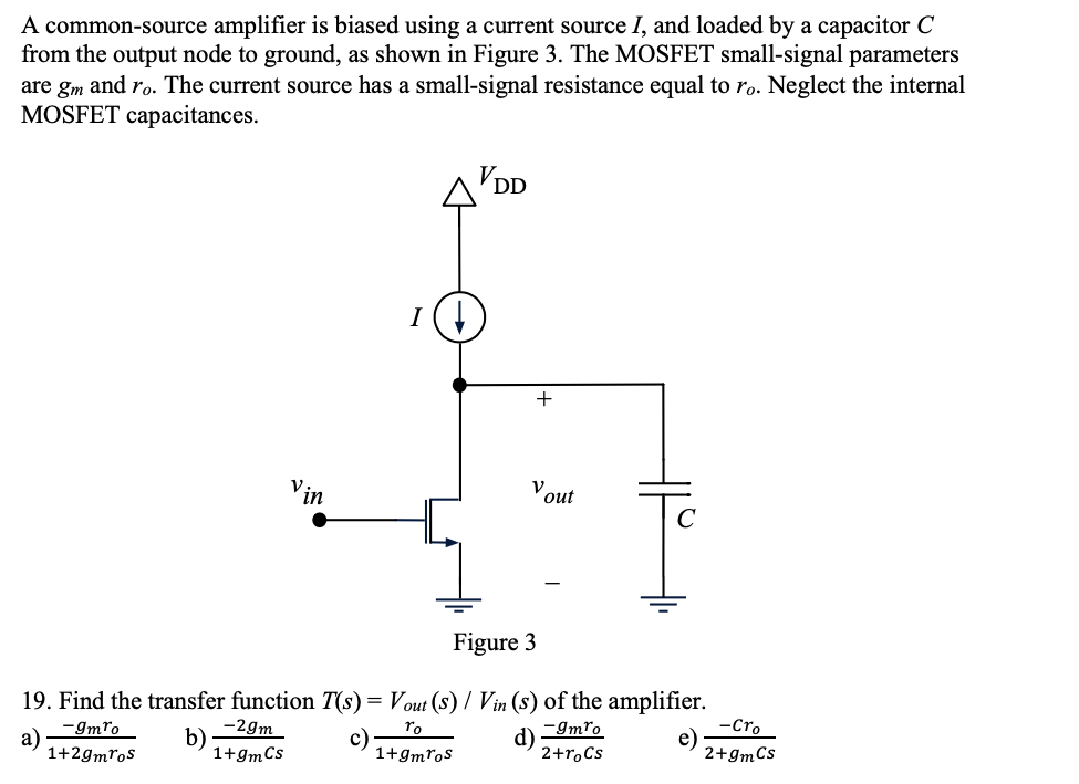 Solved A common-source amplifier is biased using a current | Chegg.com