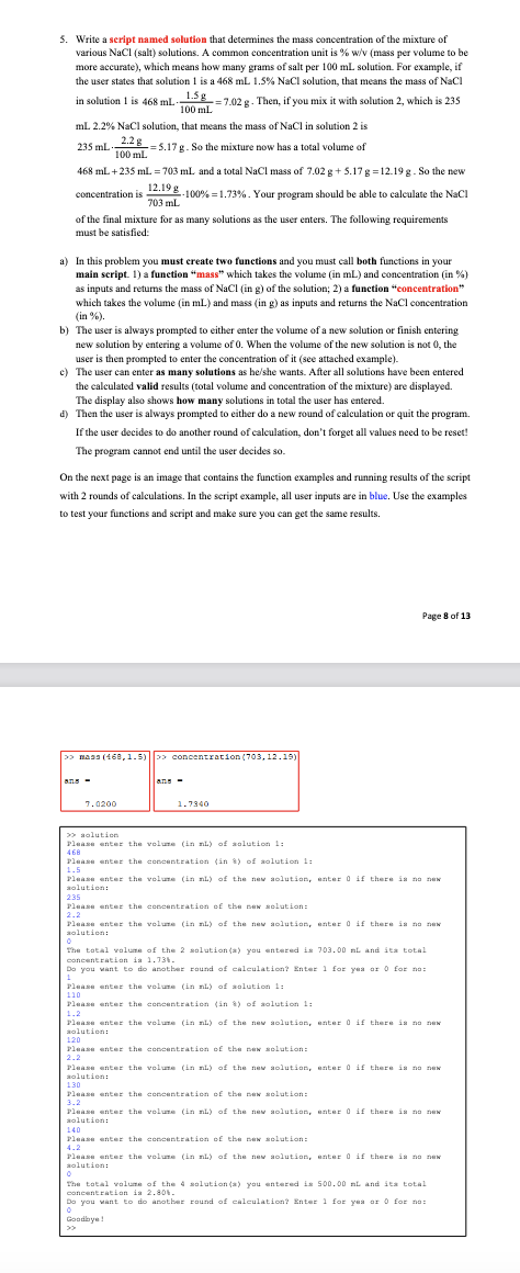 Solved 5. Write a script named solution that determines the | Chegg.com