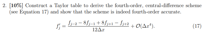 Solved 2. (10%) Construct a Taylor table to derive the | Chegg.com