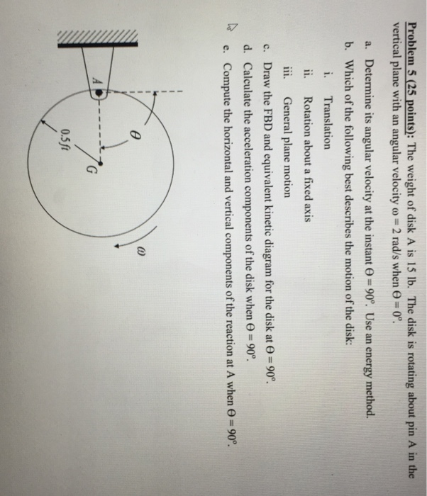 Solved Problem 5 (25 points): The weight of disk A is 15 lb. | Chegg.com