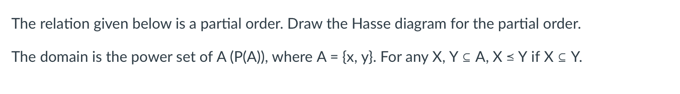 Solved The relation given below is a partial order. Draw the | Chegg.com