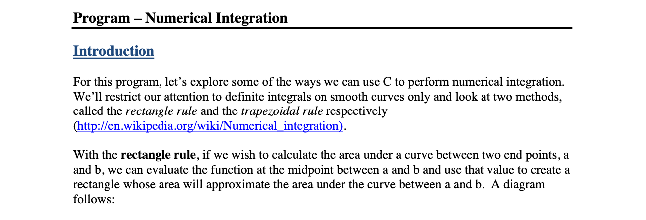 Program Numerical Integration Introduction For This