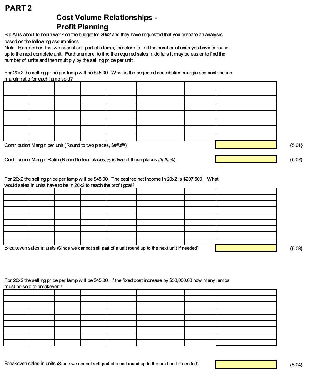 PART 2 Cost Volume Relationships - Profit Planning | Chegg.com