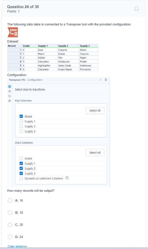 Solved Question 11 of 30 Points: 1 The following data table | Chegg.com