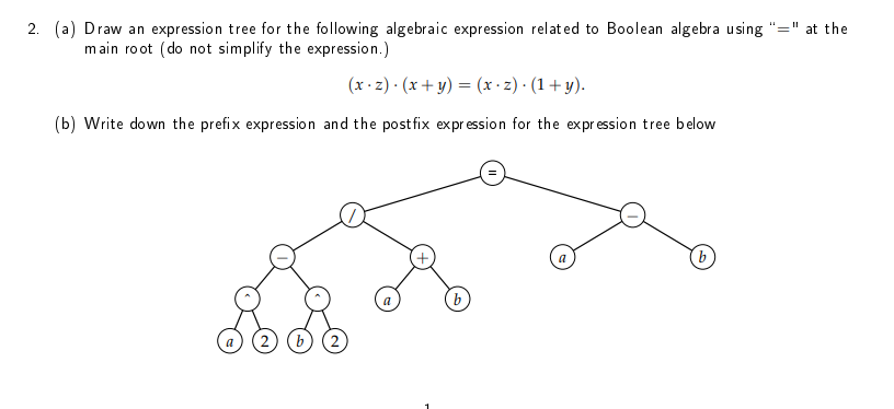 Solved 2. (a) Draw an expression tree for the following | Chegg.com