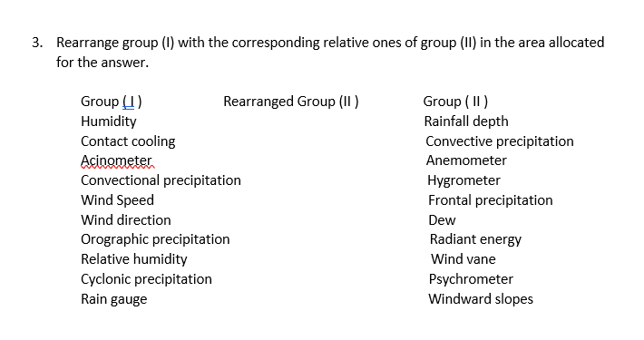 Solved 3. Rearrange group (1) with the corresponding | Chegg.com