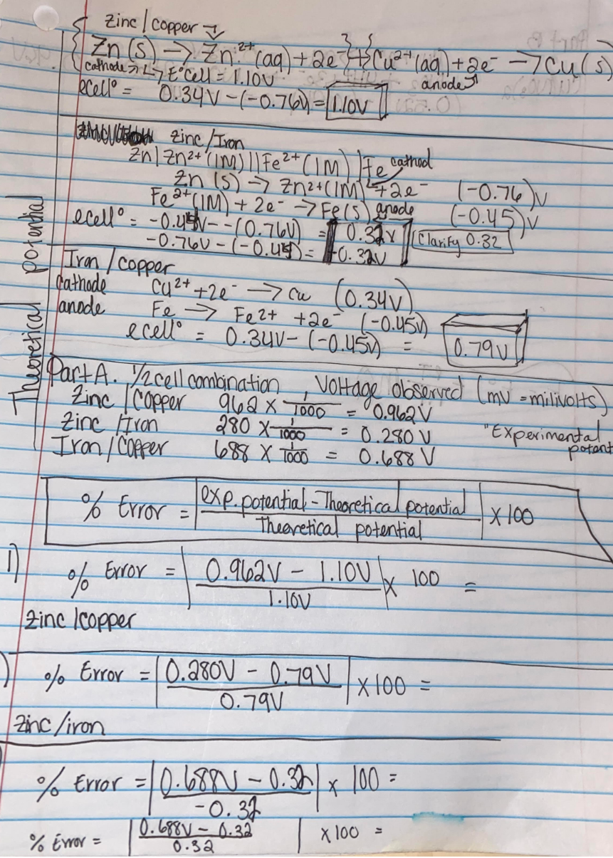Solved Hello I need help finding theoretical voltage for | Chegg.com