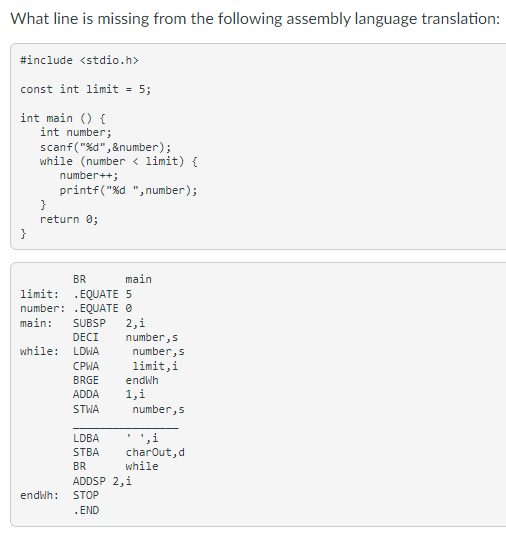 Solved PEP 9 What line is missing from the following | Chegg.com