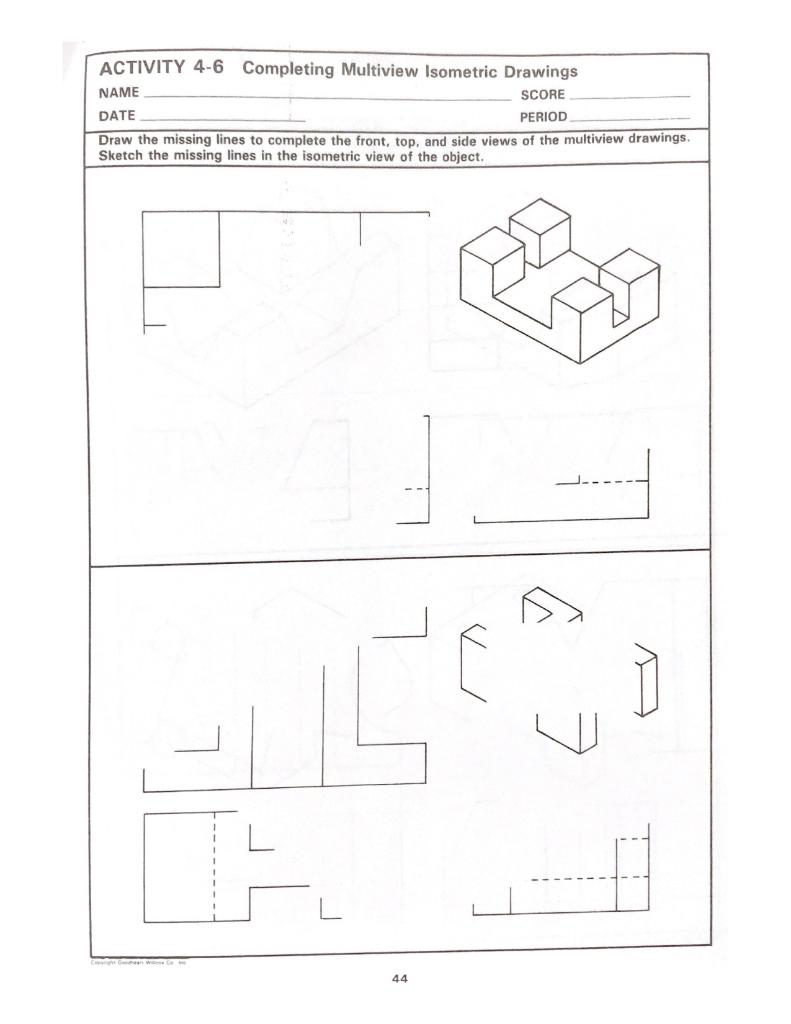 Solved ACTIVITY 4-6 Completing Multiview Isometric Drawings | Chegg.com