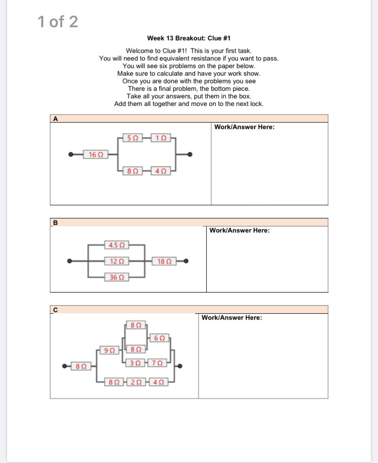 Solved 1 of 2 Week 13 Breakout: Clue #1 Welcome to Clue #1! | Chegg.com