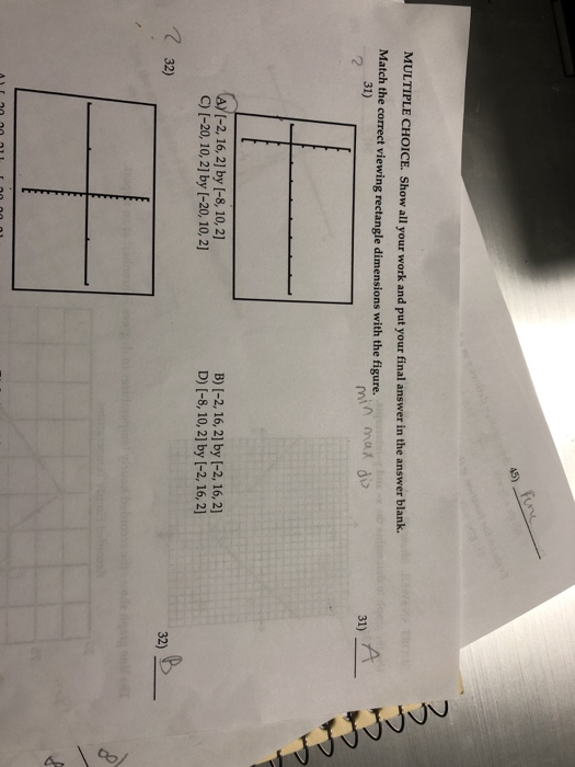 Solved Fune 5) MULTIPLE CHOICE. Show all your work and put | Chegg.com
