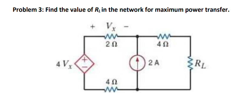 Solved Problem 3: Find the value of RL in the network for | Chegg.com