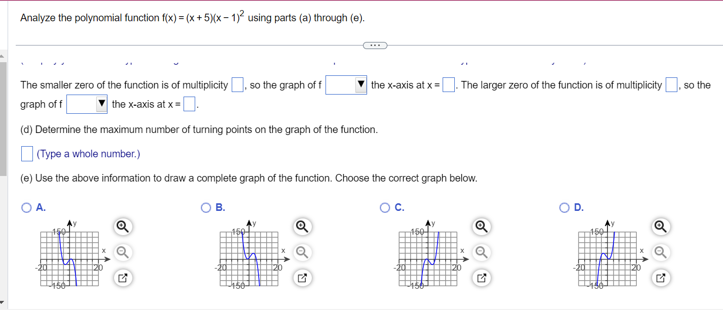 Solved Analyze the polynomial function f(x)=(x+5)(x−1)2 | Chegg.com