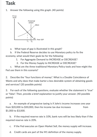 Solved Task 1. Answer the following using this graph. (40 | Chegg.com