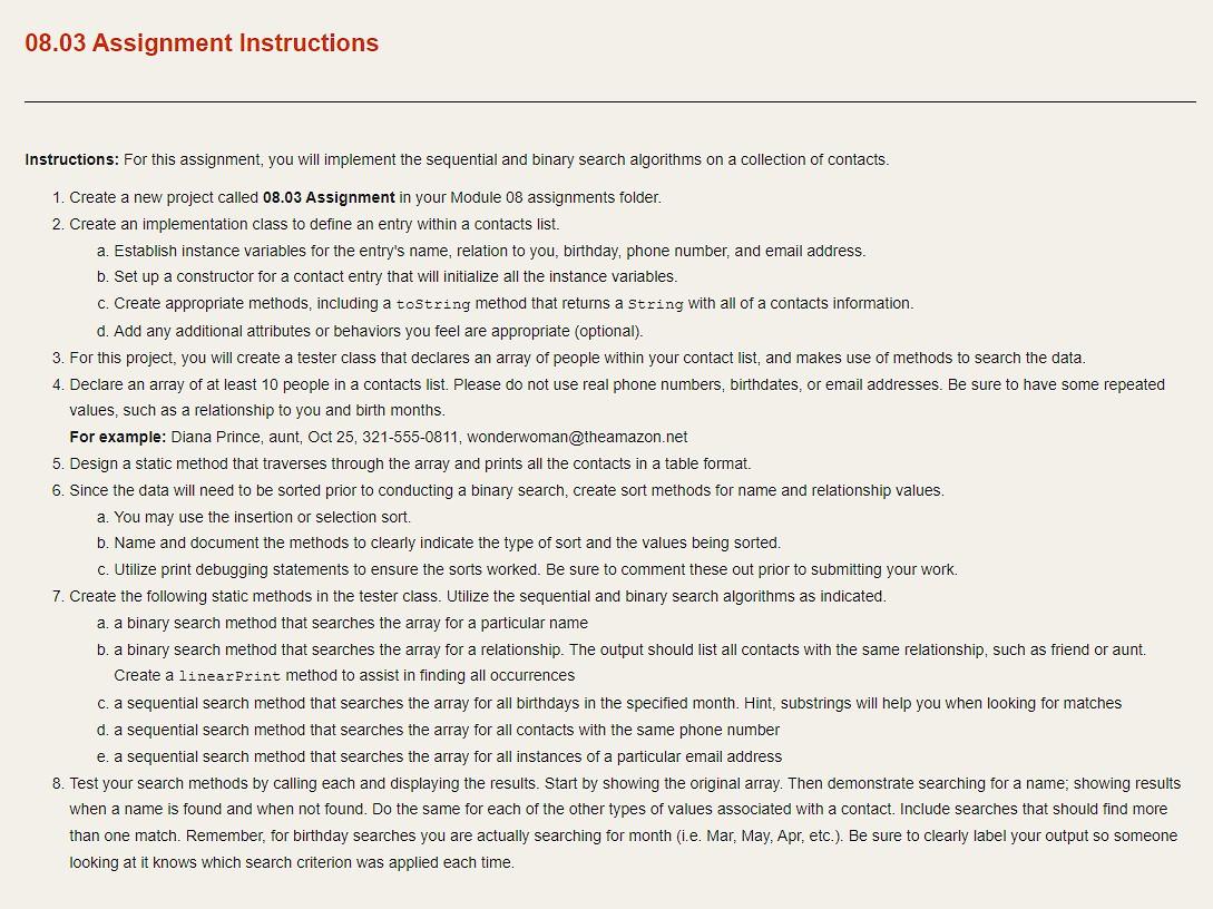 Solved Instructions: For this assignment, you will implement | Chegg.com