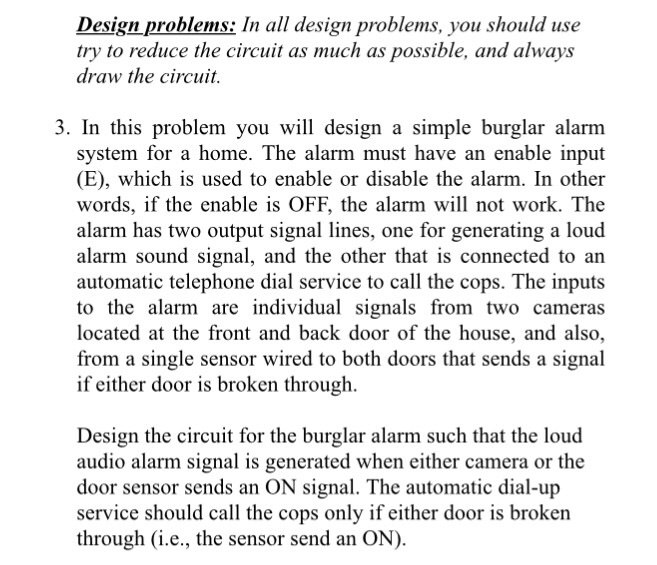 Solved Design problems: In all design problems, you should | Chegg.com