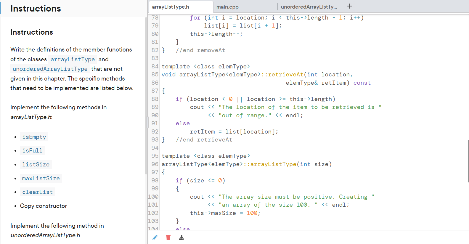 Solved Instructions Write the definitions of the member | Chegg.com