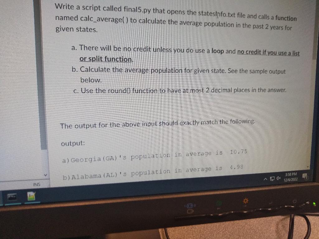 Write a script called final5.py that opens the | Chegg.com
