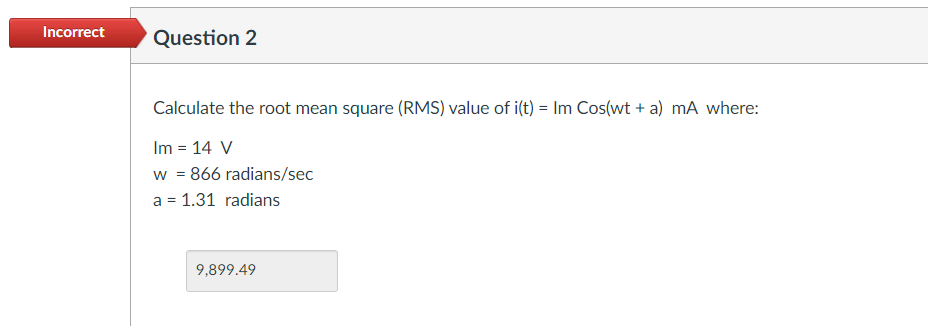 Solved Calculate the root mean square (RMS) value of | Chegg.com