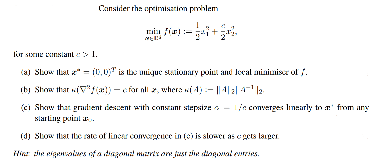 Solved Consider the optimisation problem | Chegg.com