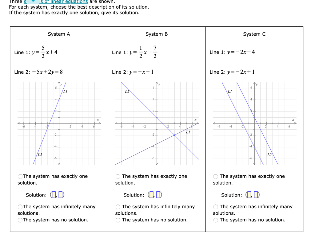 Solved Threes is of linear equations are shown. For each | Chegg.com