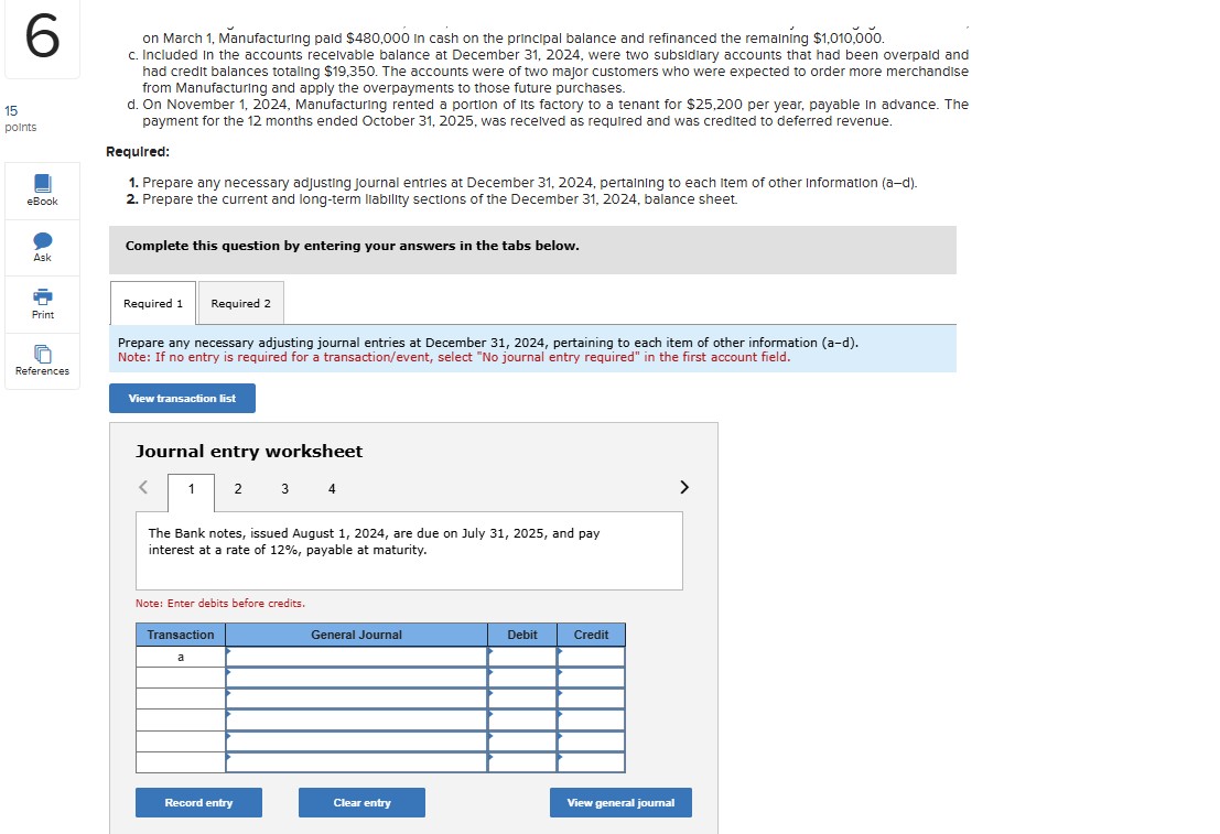 Solved Problem 13-4 (Algo) ﻿Various liabilities; financial | Chegg.com