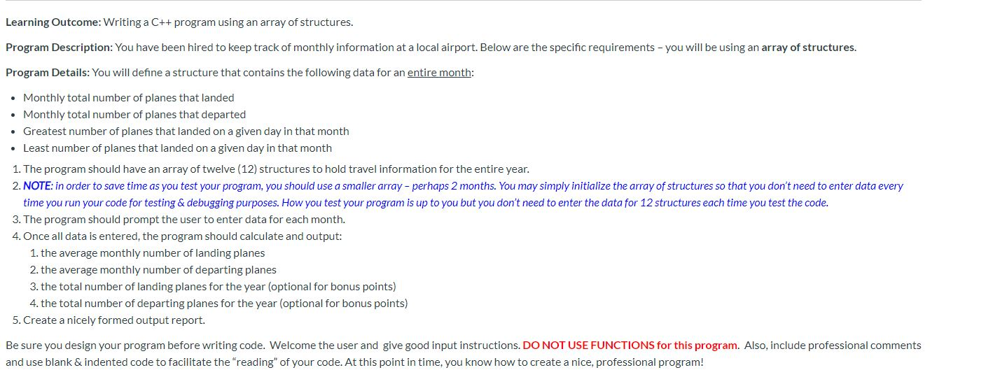 Solved Learning Outcome: Writing a C++ program using an | Chegg.com