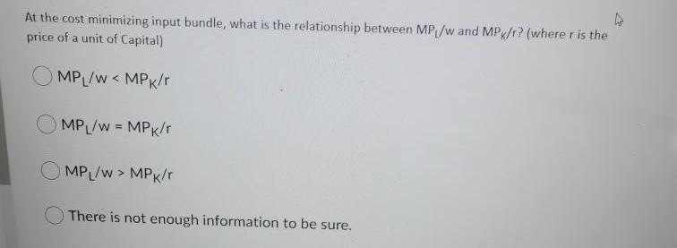 Solved At The Cost Minimizing Input Bundle What Is The
