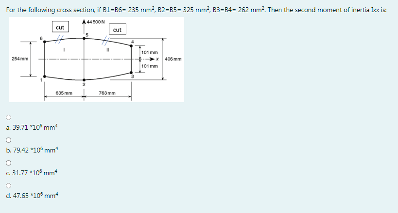 Solved For the following cross section, if B1=B6= 235 mm2, | Chegg.com