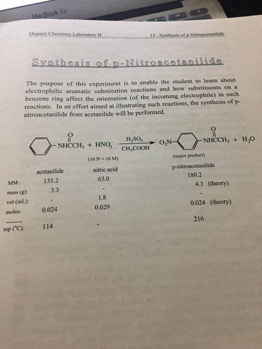 Solved MacBook Air Organic Chemistry Laboratory II The | Chegg.com