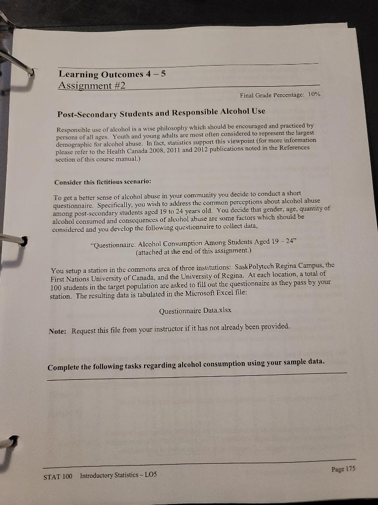 Solved Learning Outcomes 4-5 Assignment #2 Final Grade | Chegg.com