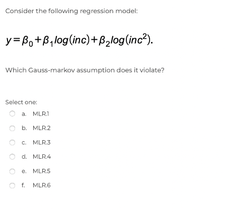 Solved Consider the following regression model: | Chegg.com