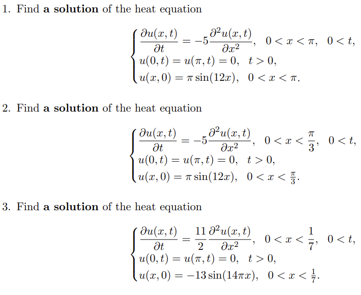 Solved 1. Find a solution of the heat equation | Chegg.com
