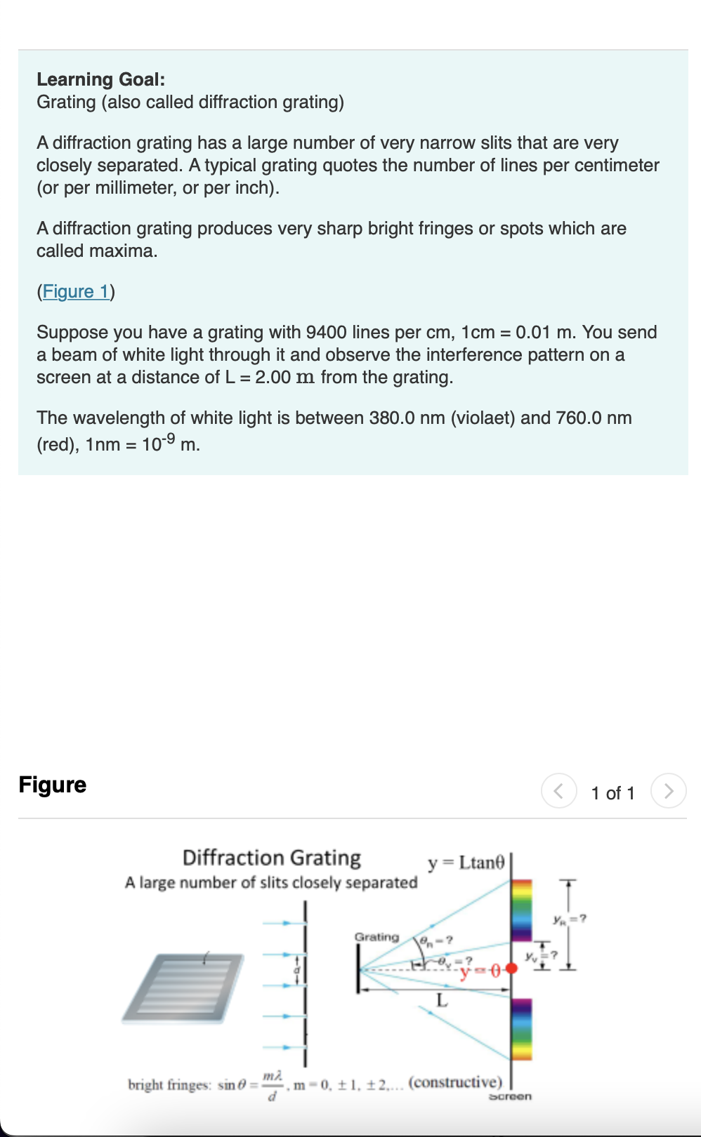 Solved Learning Goal: Grating (also called diffraction | Chegg.com