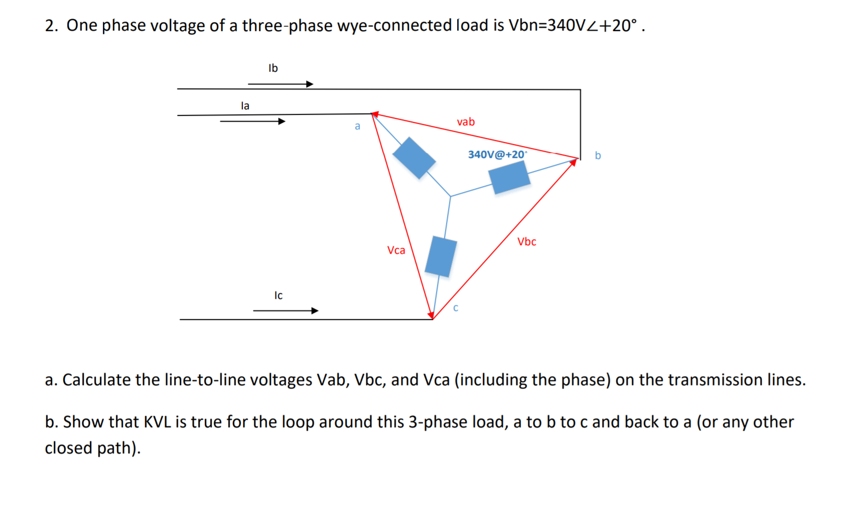 Solved 2. One phase voltage of a three-phase wye-connected | Chegg.com