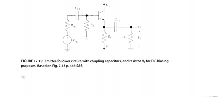 Solved R, FIGURE L7.15: Emitter follower circuit, with | Chegg.com