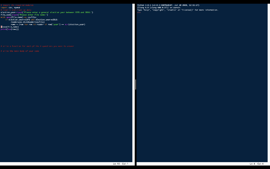 Solved This is the code I have above, I keep getting syntax | Chegg.com