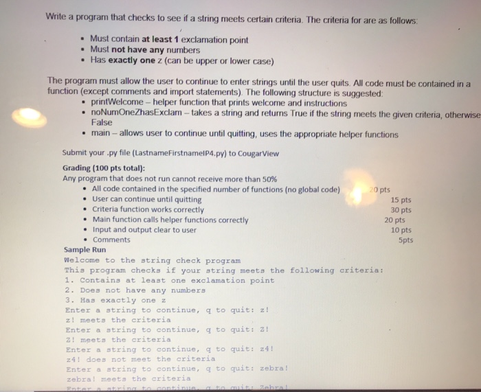 Solved Write A Program That Checks To See If A String Meets 9494