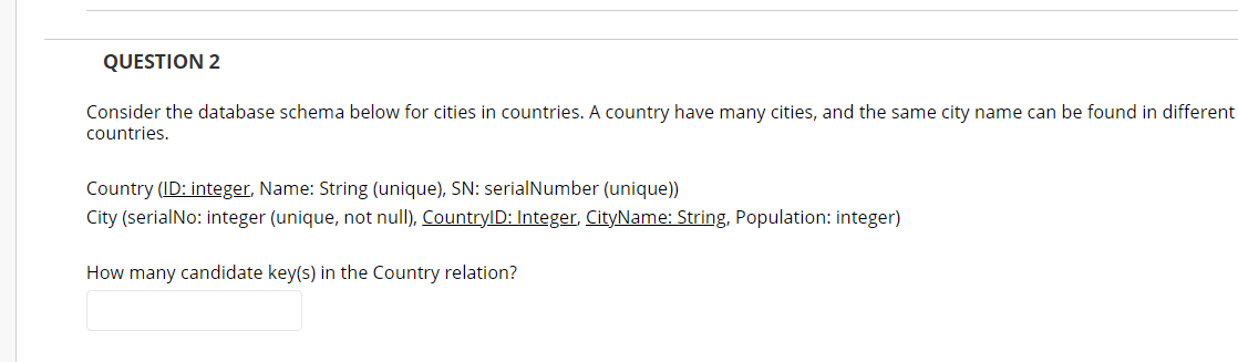 Solved QUESTION 2 Consider the database schema below for | Chegg.com