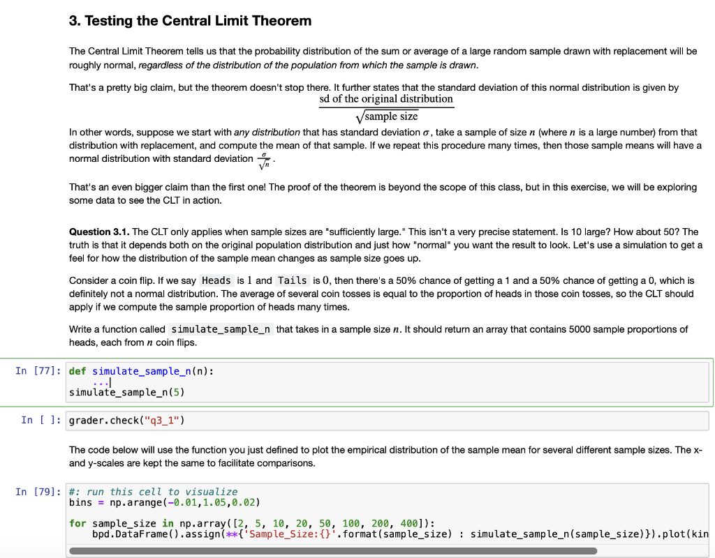 Solved 3. Testing the Central Limit Theorem The Central | Chegg.com