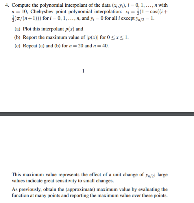 Solved 4. Compute the polynomial interpolant of the data | Chegg.com